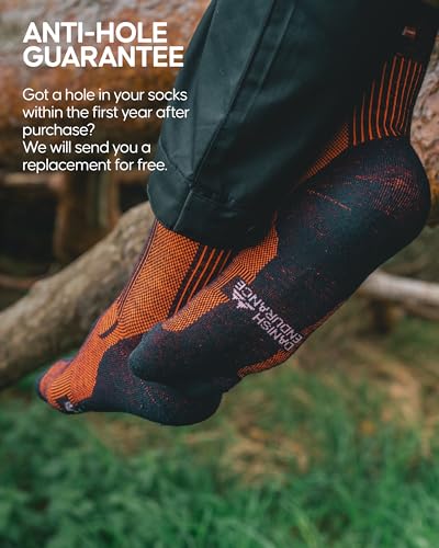 DANISH ENDURANCE Merino Wool Light Hiking Socks, Cushioned & Moisture Wicking Hiking Socks, Men, Women & Kids, 3 Pack