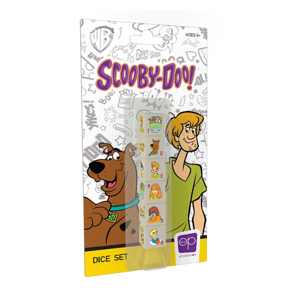 USAOPOLY Scooby-Doo! Dice Set, Collectible d6 Dice Featuring Scooby-Doo Characters - Scooby-Doo, Shaggy, Velma, Daphne, and Fred, Officially Licensed 6-Sided Dice