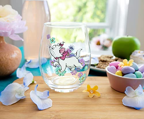 Disney The Aristocats Marie Walking Teardrop Stemless Wine Glass | Holds 20 Ounces