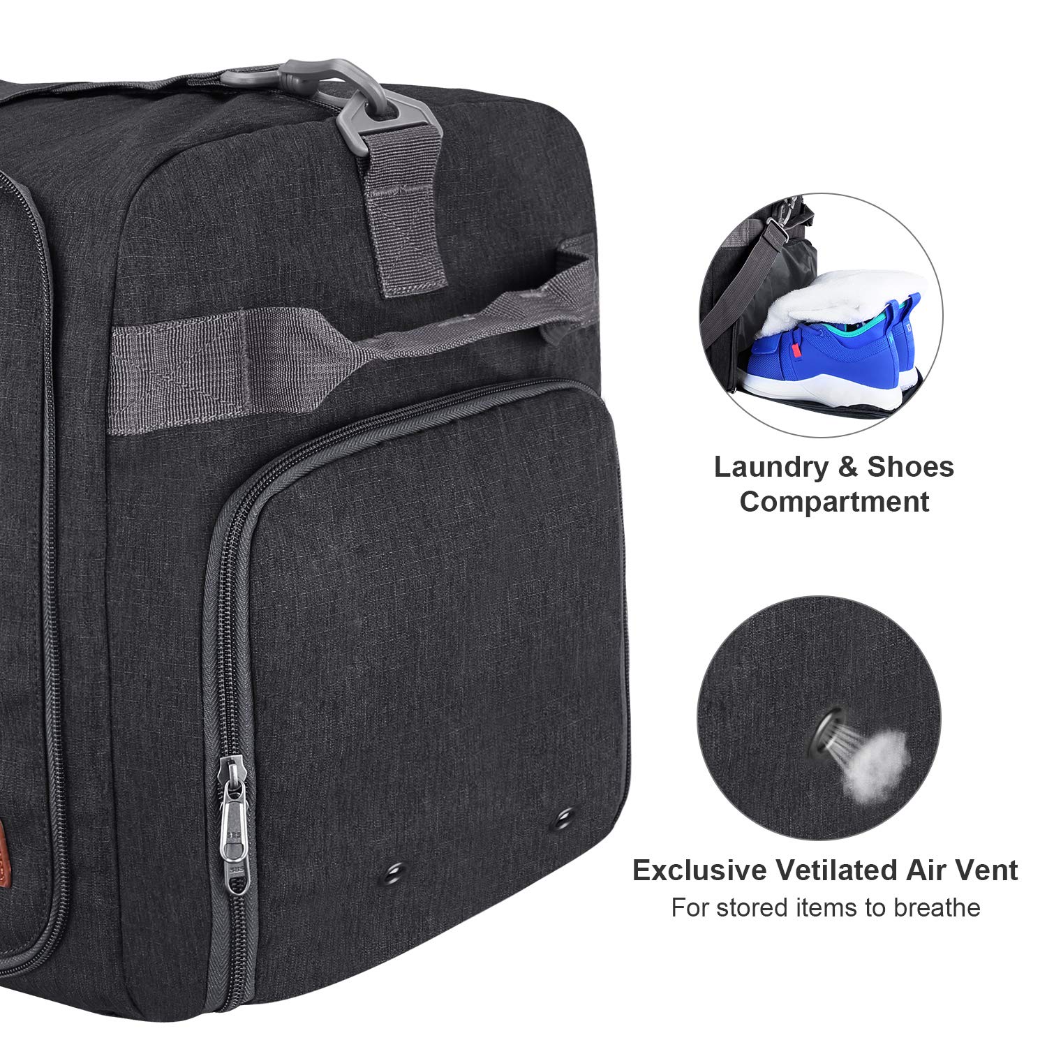 Canway 115L Travel Duffel Bag, Foldable Weekender Bag with Shoes Compartment for Men Women Water-proof & Tear Resistant (Panther Black, 115L)