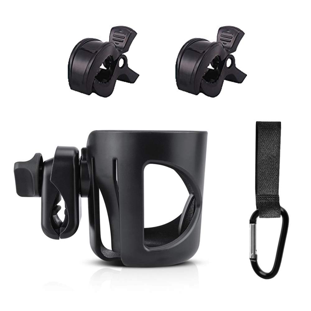 Cup Holder for Stroller, Yisscen Pram Cup Holder with Two Clips and One Hook - Adjustable Drink Universal Cup Holder Perfect for Stroller, Pushchair, Bikes and Wheelchair