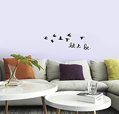 Let It Be Wall Decal Beatles Music Wall Sticker Birds Fly Room Art Decoration Lettering Stickers Home Decor(22.4"x7")