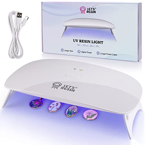 LET'S RESIN UV Light for Resin, Large Size Portable UV Resin Light, Faster Curing&143g Light Weight UV Lamp, Resin Supplies for UV Resin, Jewelry Making, Craft Decor