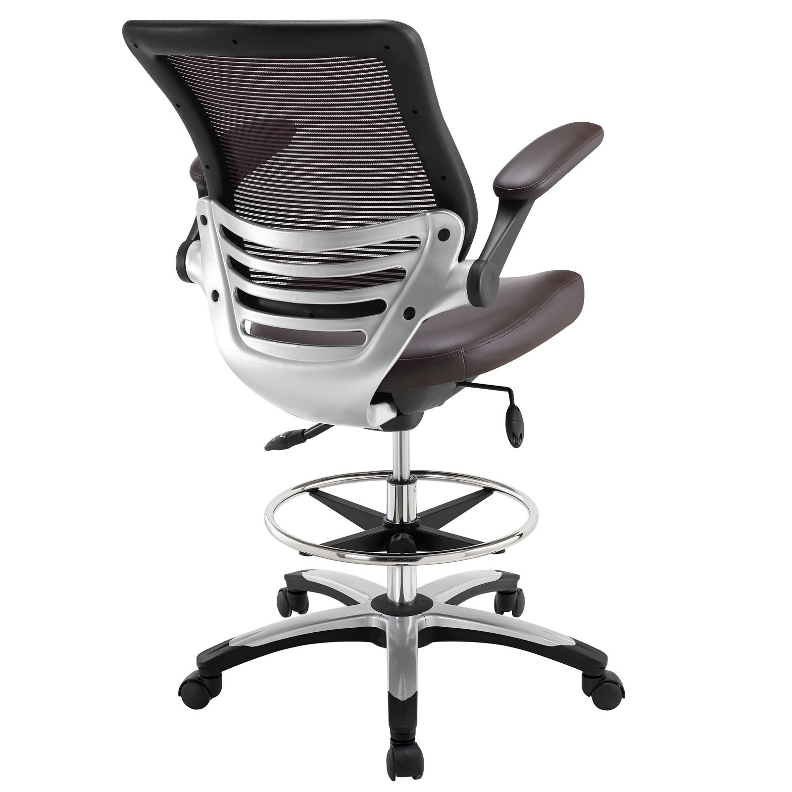 Modway EEI-211-BRN Edge Drafting Chair - Reception Desk Chair - Flip-Up Arm Drafting Chair in Brown