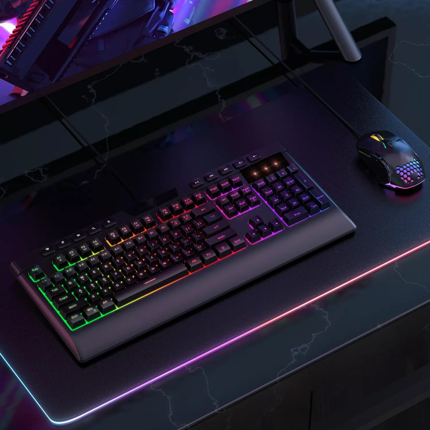 EXHNLE RGB Gaming Keyboard and Mouse Combo, 104 Keys Computer Keyboard and Gaming Mouse, with 104 Key Computer PC Gaming Keyboard for PC/Laptop