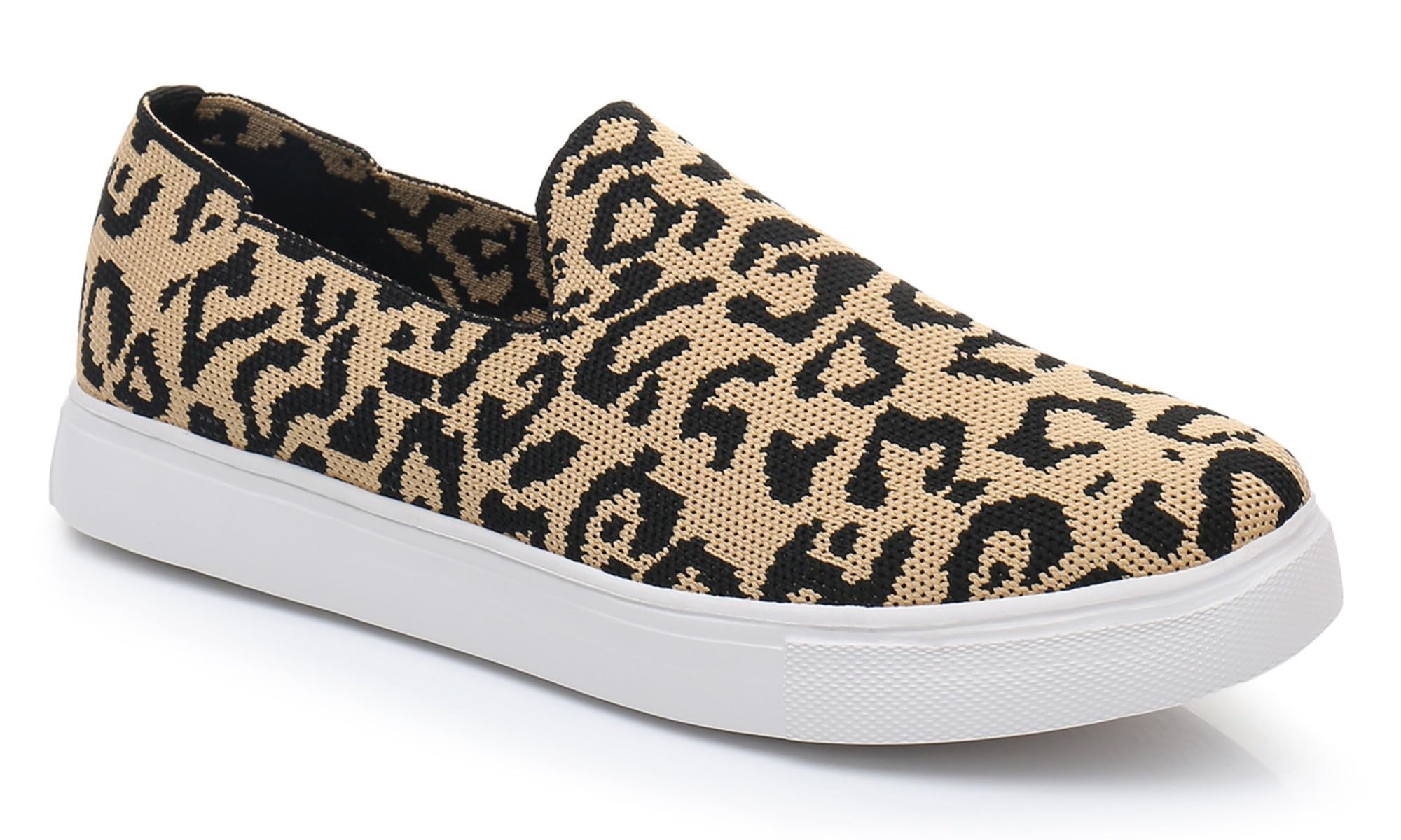 CullForYou Women's Lightweight Knit Walking Shoe (7 M US, Leopard)
