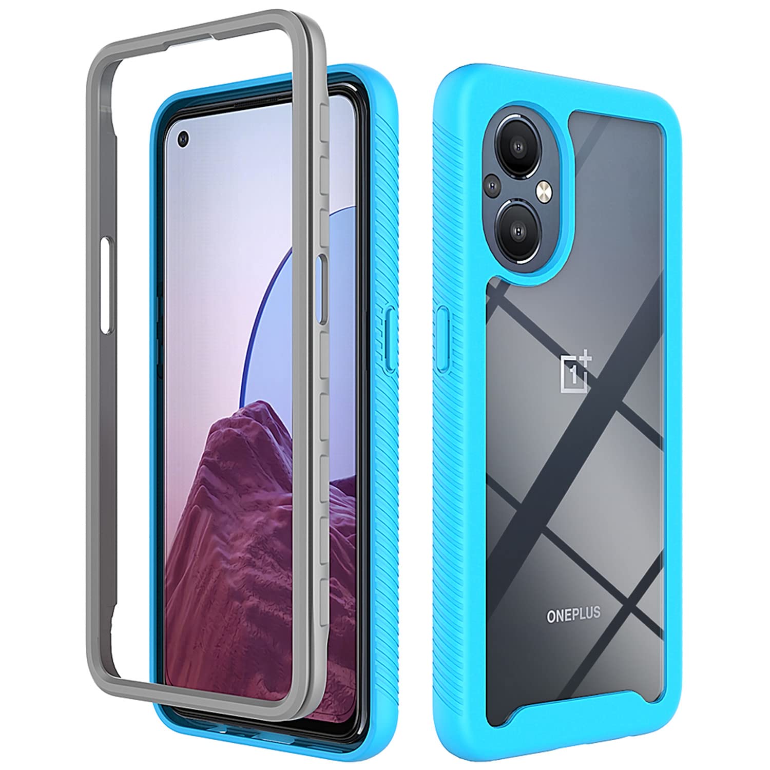 DAMONDY for OnePlus Nord N20 Phone Case, OnePlus Nord N20 5G Case,360 Full Body Protection Rugged Clear Shockproof Case Protective Cover Fit for OnePlus Nord N20 5G -Sky Blue