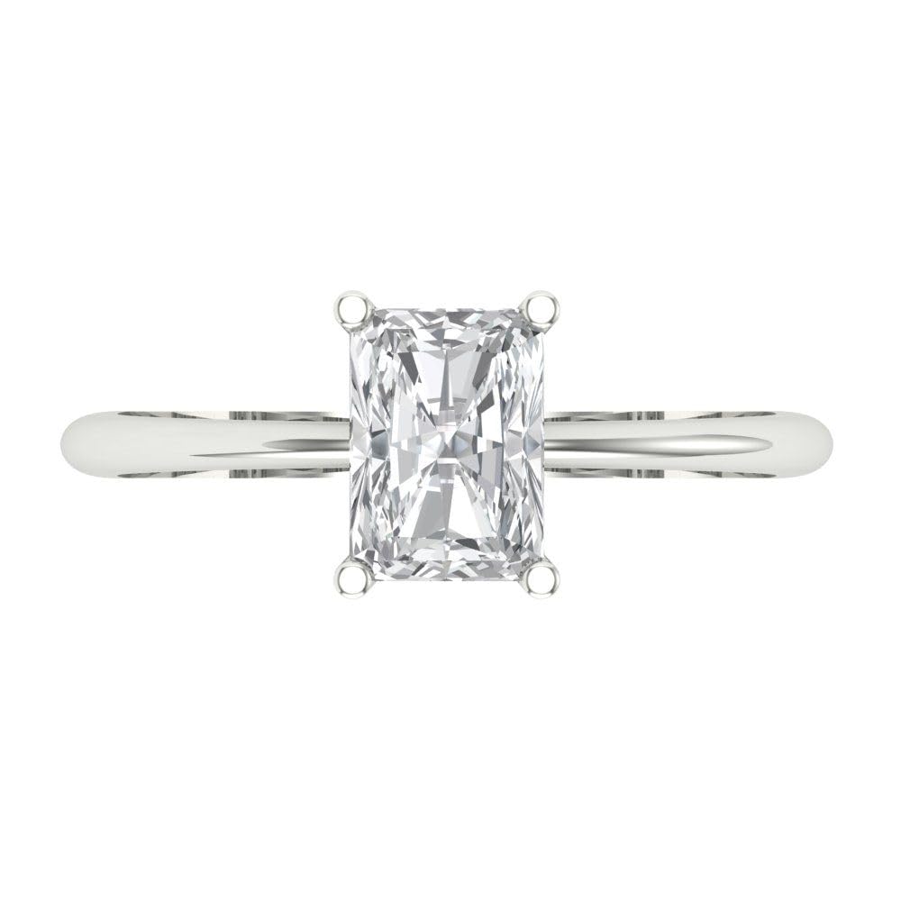 Clara Pucci 1.0 ct Radiant Cut Solitaire Genuine Moissanite Wedding Bridal Designer Anniversary Engagement Ring in 14k White Gold