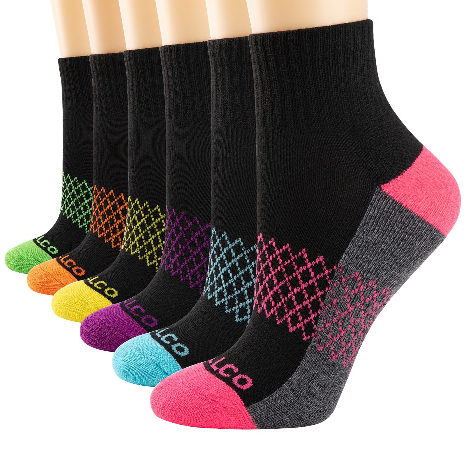 eallco Womens Ankle Socks Athletic Running Cushioned Short Socks Size 9-11 For Women 6 Pairs…