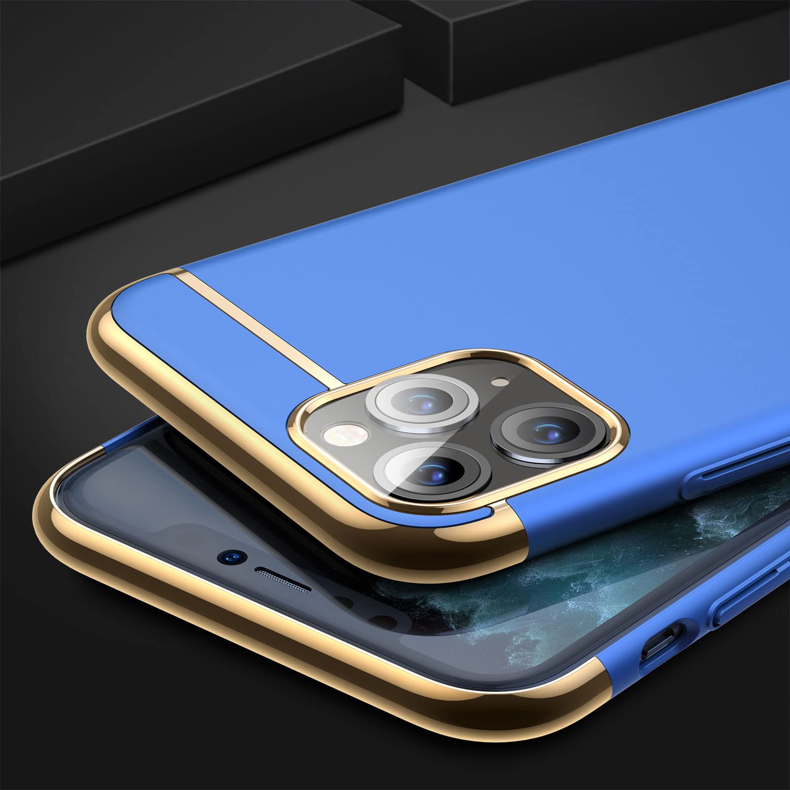 CROSYMX iPhone 11 Pro Case, 3 in 1 Ultra Thin and Slim Hard Case Coated Non Slip Matte Surface with Electroplate Frame for Apple iPhone 11 Pro (5.8'')(2019) - Dark Green