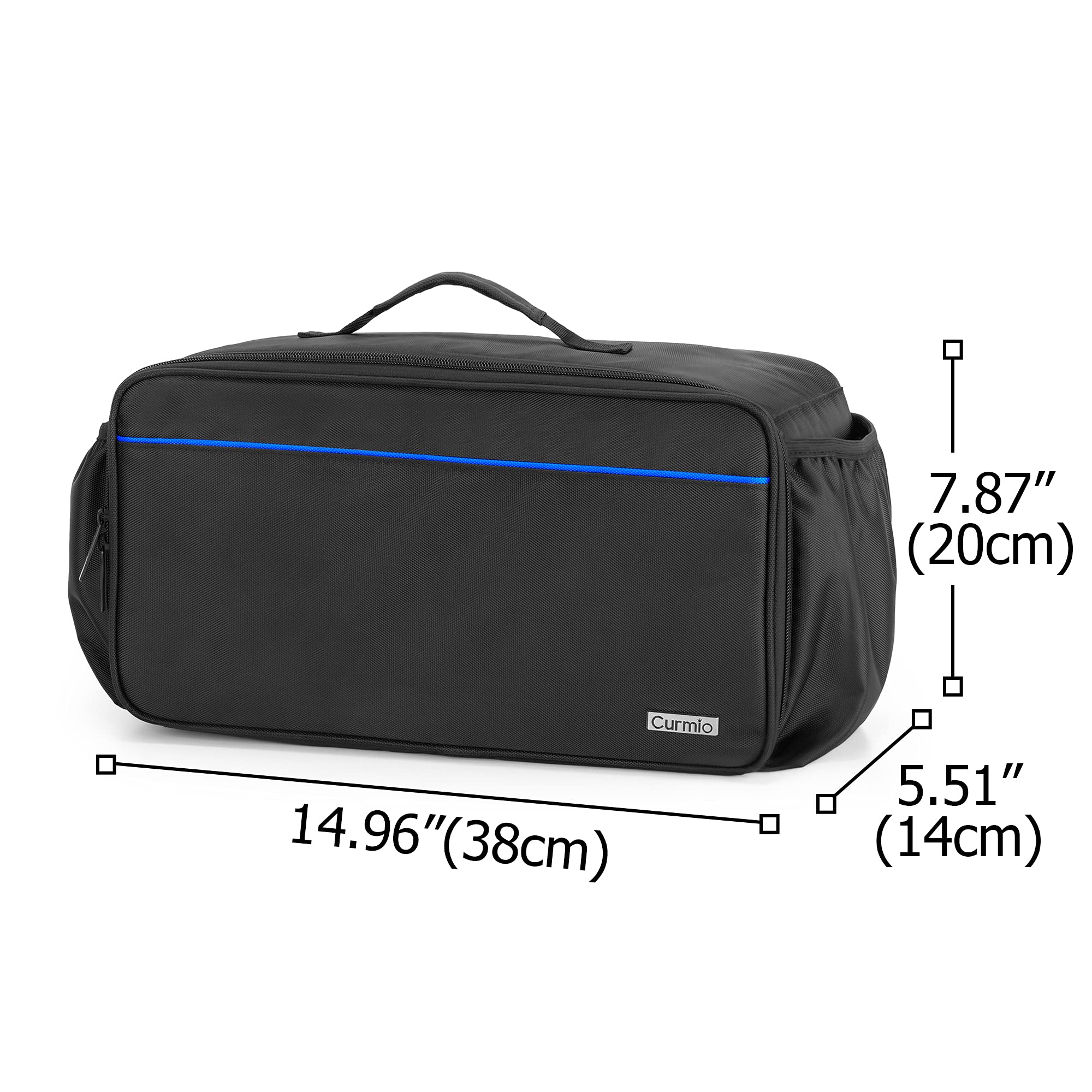 CURMIO Game Disc Storage Bag Holds Up to 24 Discs, Game Disk Travel Case Compatible for PS5/PS4/PS4 Pro/PS3/Xbox One/Xbox 360//Xbox Series X/S, Blue Stripe(Bag Only)