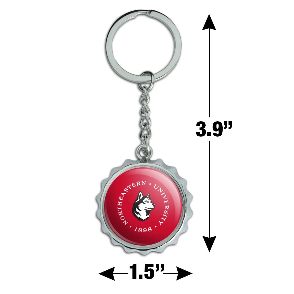 GRAPHICS & MORE Northeastern University Primary Logo Keychain Chrome Plated Metal Pop Cap Bottle Opener