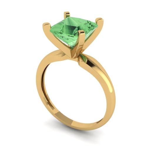 Clara Pucci 2.50ct Princess Cut Solitaire Green Simulated Diamond Excellent Engagement Bridal Promise Anniversary Ring 18K Yellow Gold 6