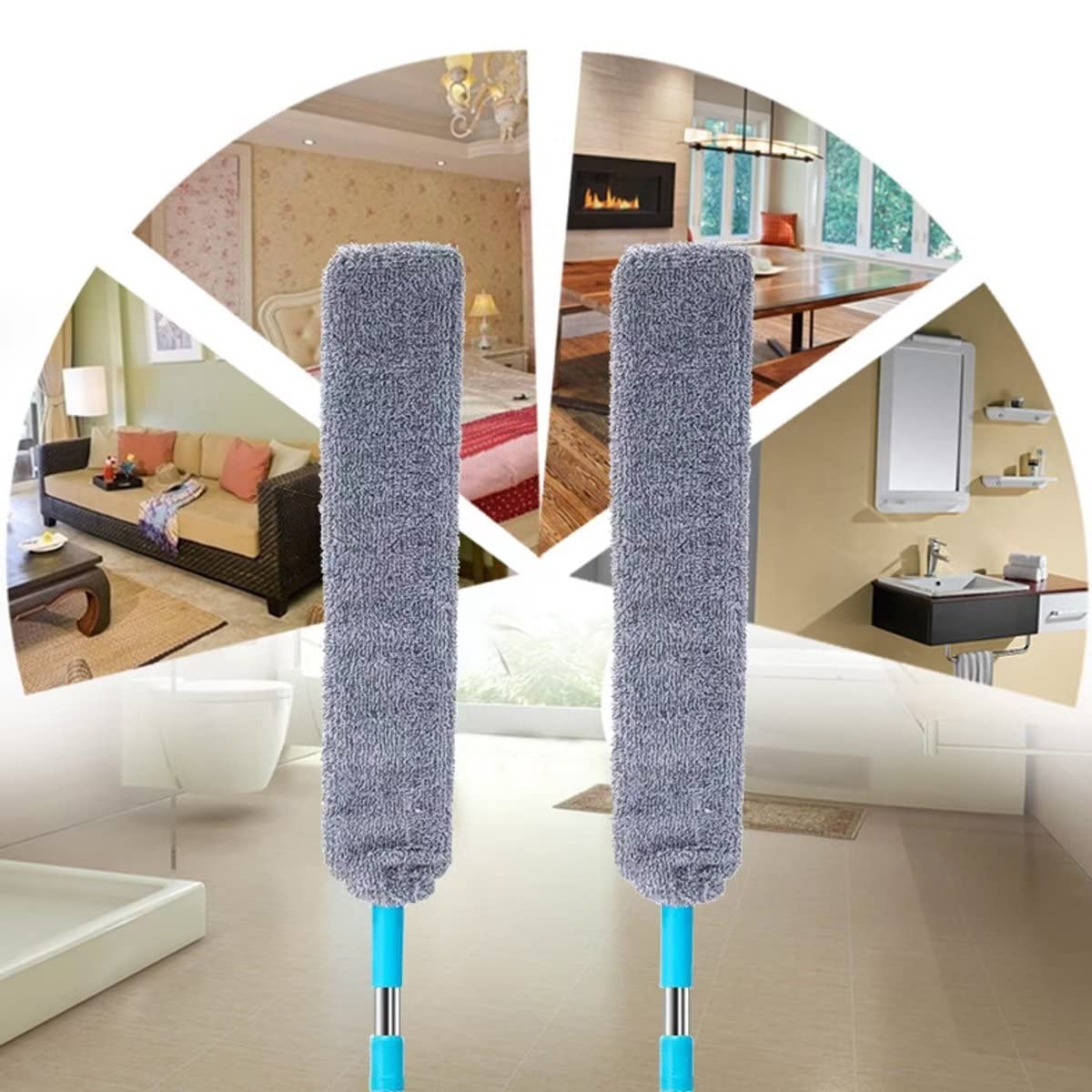 Extendable Duster, Duster with Extension Pole, for Wet and Dry for Cleaning Ceiling Fan, High Ceiling, Blinds, Furniture, Cars