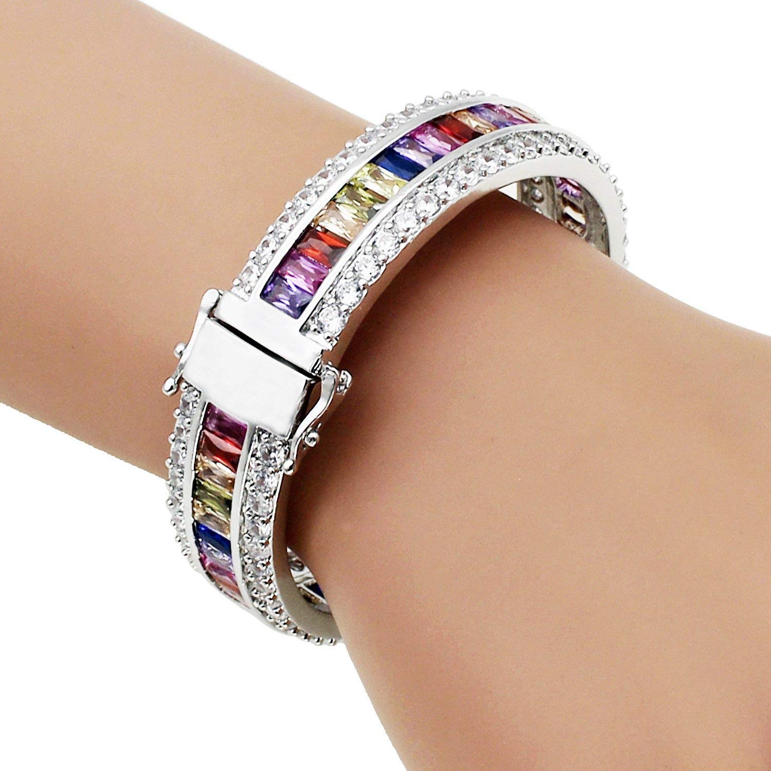 Women Amethyst Bracelets Garnet Ruby Blue Sapphire Tennis Bracelet Bridal Girl Girlfriend Jewelry