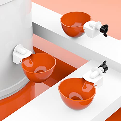 sansheng Large Automatic Chicken Waterer Cups,Thread Automatic Filling Poultry Water Cups with Drill Bit,Automatic Poultry Waterer for DIY Poultry Quail Duck Chicken Bird Drinker(5 Pack)