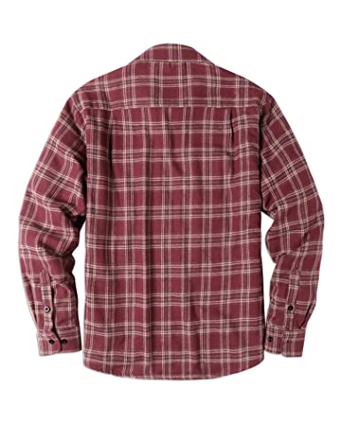 COOFANDY Men Sherpa Lined Shirt Jacket Causal Long Sleeve Quilted Lined Flannel Shirts Dark Red XX-Large