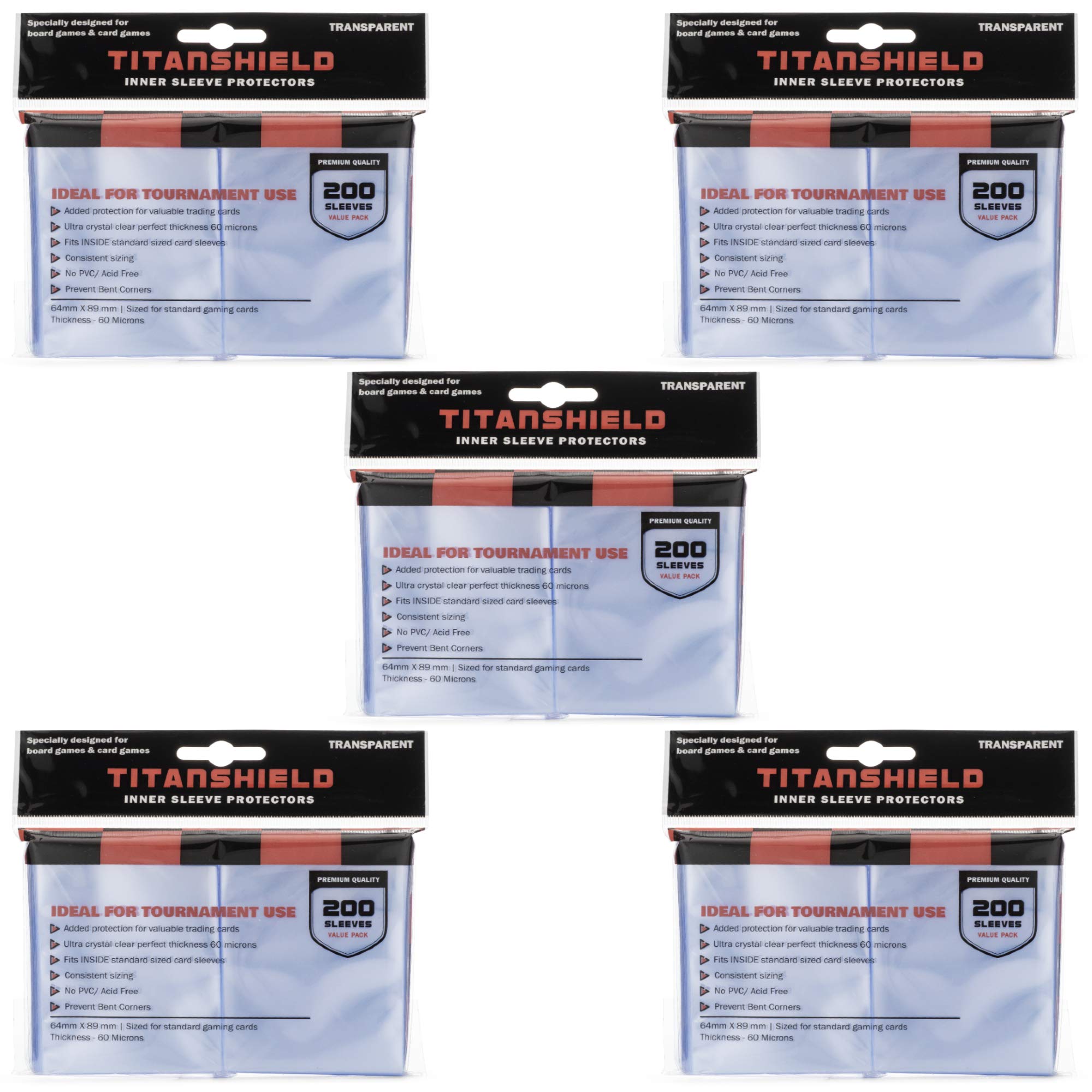 TitanShield 1000 Premium 60-Microns Ultra Clear Standard Size Perfect Exact Fit Inner Card Sleeves. Perfect for Double-sleeving and Compatible with Pokemon Cards MTG Magic The Gathering Lorcana