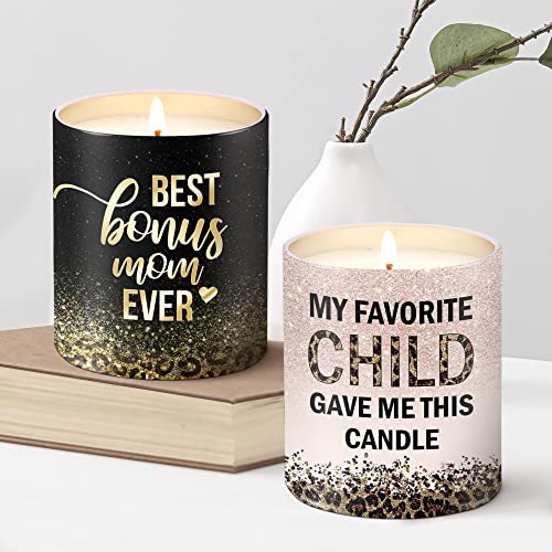 Mothers Day Gift Set for Bonus Mom - Pack of 2 10oz Scented Candles, Mother's Day Gifts for Mother-in-Law, Bonus Mom, Stepmom, Birthday Gifts for Mom