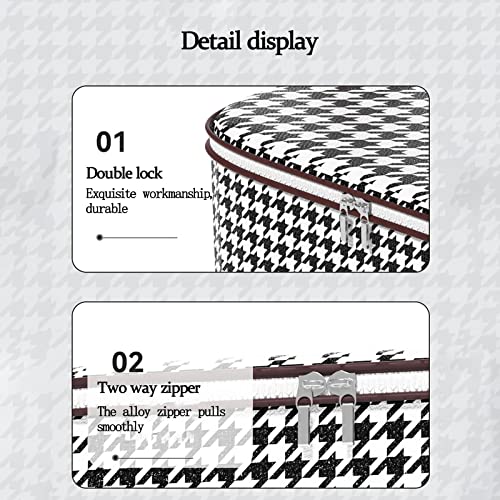 Houndstooth Storage Boxes, Large Clothes Blanket Storage Bags, Storage Containers with Handles, Closet Organizers and Storage Bins for Comforter Clothing Toys Bed Sheets Pillows (17.72*22*22inch)