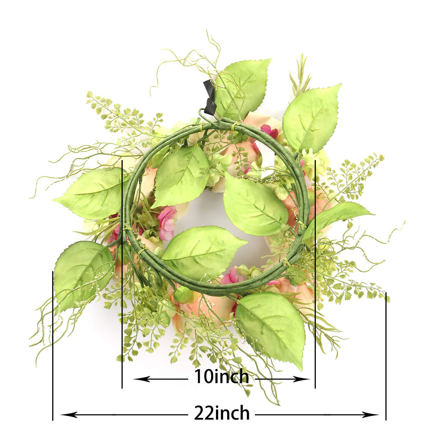 Cloris Art Summer Wreath for Front Door, 22 Inch Artificial Spring Wreath for Home Festival Wedding Party Farmhouse Outdoor Decor(Magnolia Hydrangea)