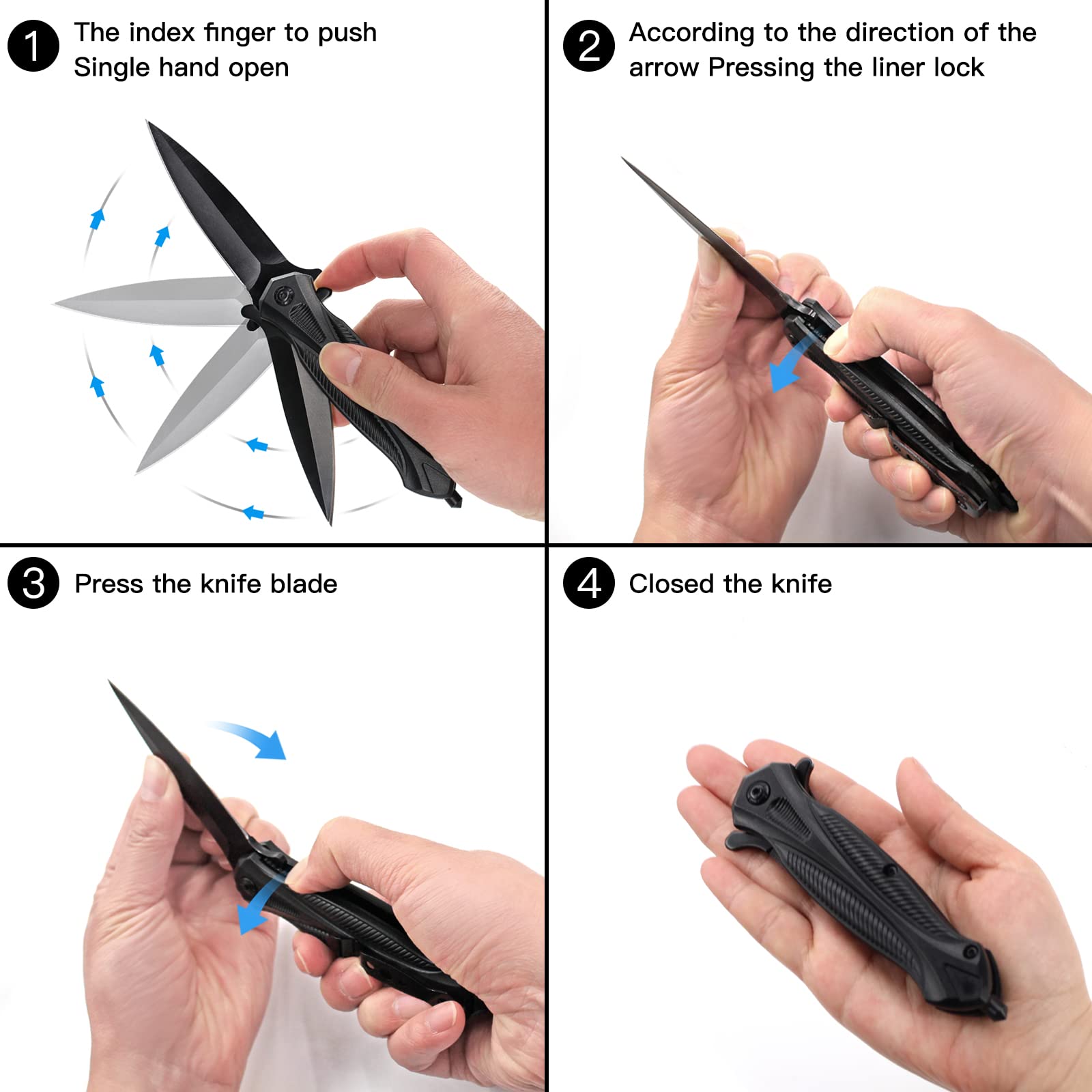 Dedilion Stainless Steel Folding Knife, Pocket Knife with Comfortable Non-slip Handle for Outdoor, Hunting, Tactical, Survival