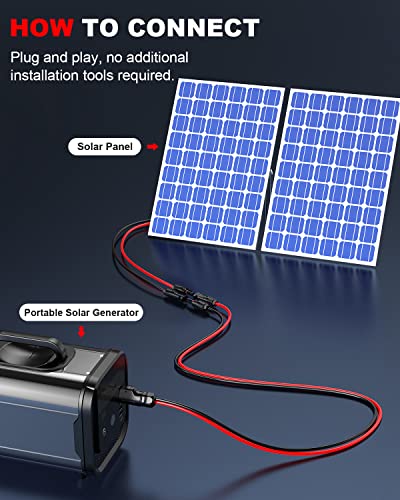 ELECTOP 2 Pin Power Industrial Circular Connector to Solar Panel Cable, 10AWG Solar Extension Cable with Female and Male Connector Adapter for Forrest River RV Solar Ports and Solar Panel Suitcase