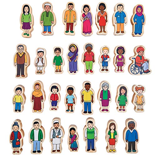 The Freckled Frog - FF420 My Family - Set of 30 - Ages 1+ - Inclusive Wooden Blocks for Toddlers â Includes Grandparents, Moms, Dads and Children Around the World - Double-Sided