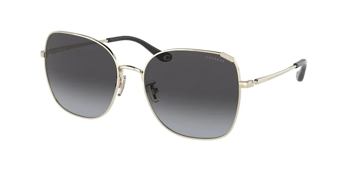 Coach HC7133 57MM 90058G Shiny Light Gold/Grey Gradient Square Sunglasses for Women + BUNDLE With Designer iWear Eyewear Kit