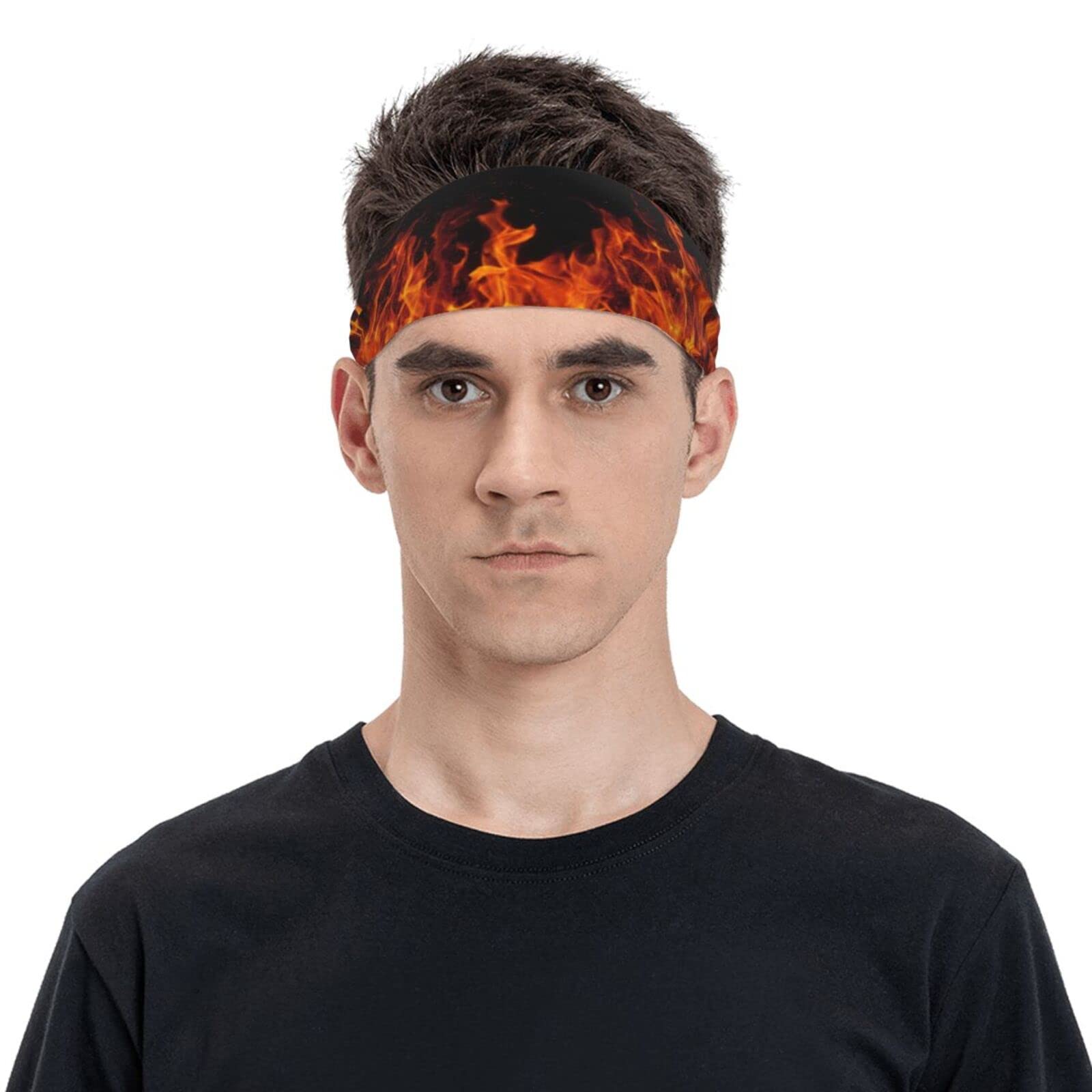Feimao Flame Printed Running Headband for Men Women Non Slip Workout Sweatbands Sports Moisture Wicking Headbands
