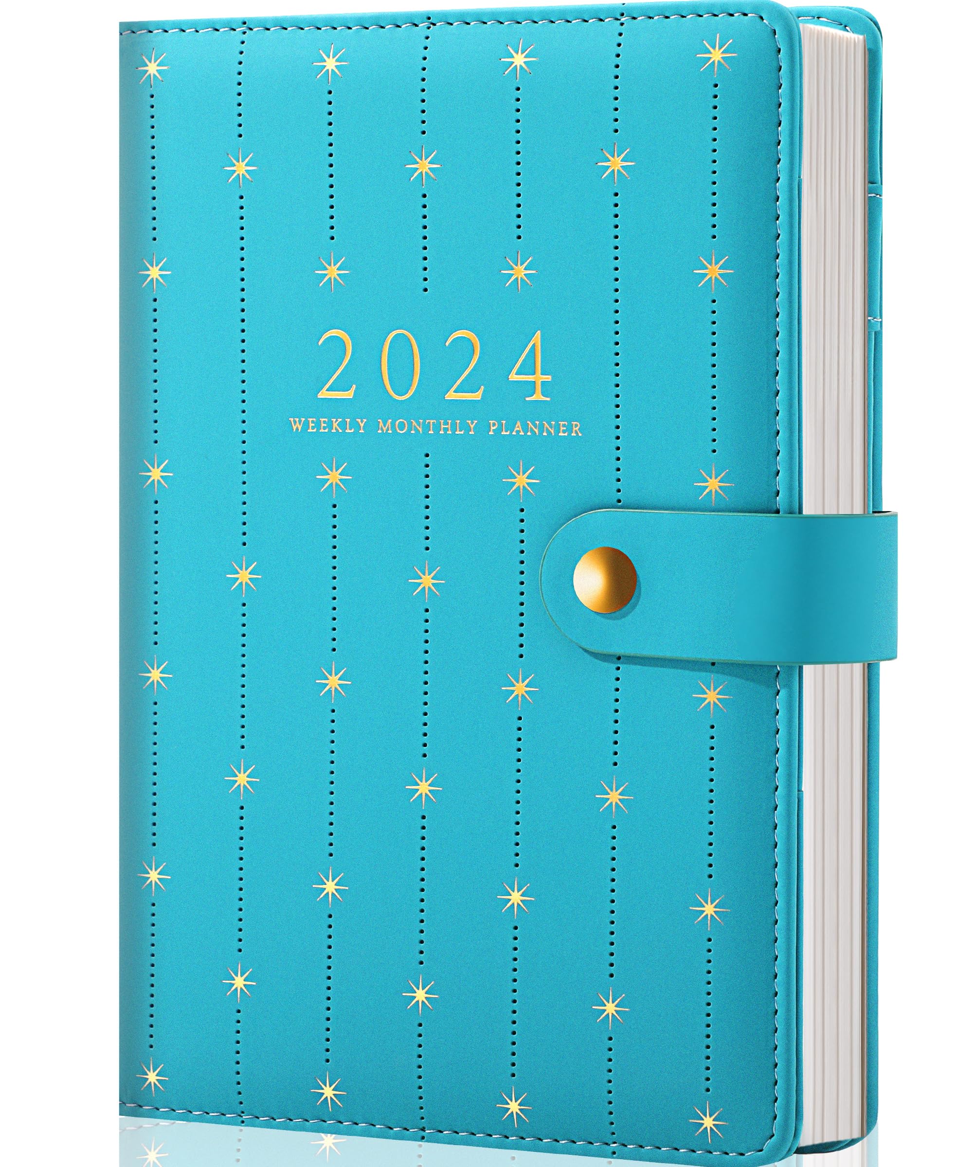 Daily Planner 2023 Agenda Weekly & Monthly Planner 2022-2023 Appointment Leather Planner for Women Students Time Management Journal with Pen Holder, Pocket, Premium Beige Paper, 5.9" x 8.7", Blue