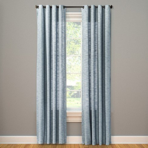 Threshold Spacedye Curtain Panel Blue/White 54x 84 100% Cotton