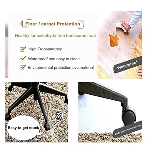 Clear PVC Desk Chair Mat Transparent Floor Protector,Rectangular Vinyl Floor Protector Mat,Wood Floor/Tile/Table Top Rug Runner,Non Skid Transparent Hallway Entrance Doormat,1.5mm Thick,100-160cm Wide