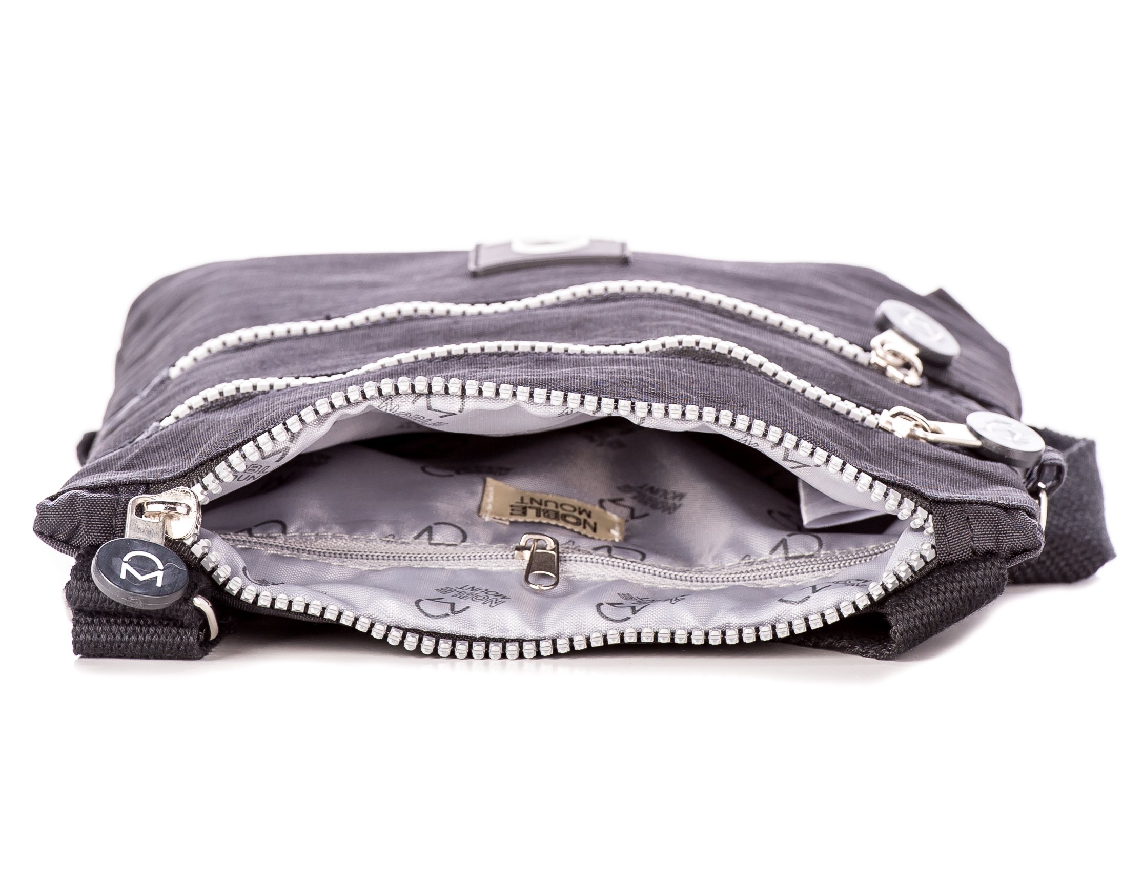 Womens Crinkle Nylon BFF Crossbody Handbag - Dark Grey
