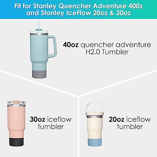 KRISREL 2 Pack Silicone Boot for Quencher 40 oz Tumbler IceFlow 20oz&30oz, Water Bottle Bottom Sleeve for Stanly Cup Accessories(2 Pack,Clear)