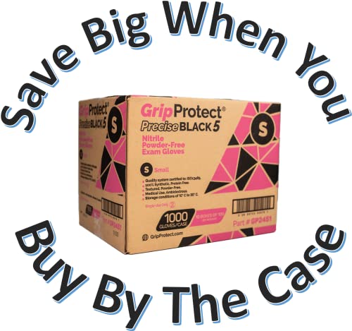 GripProtect Precise Black 5 Nitrile Exam Gloves | 5 Mil Thickness | Chemo-Rated | Medical, Law Enforcement, Tattoo, Dental, Janitorial, Food & Agriculture