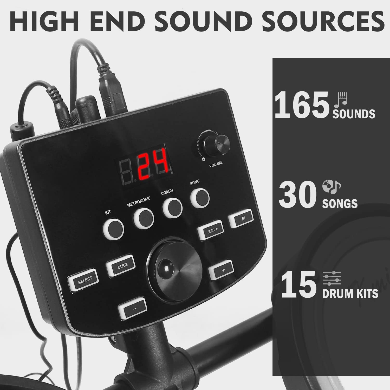 Electric Drum Set-Kmise Professional 7-Piece Electronic Drum Set for Beginner Kids with USB MIDI Function,Mesh Drum Pads,Drumsticks,Headphone (162 Sounds+4 Drums+3 Cymbals)