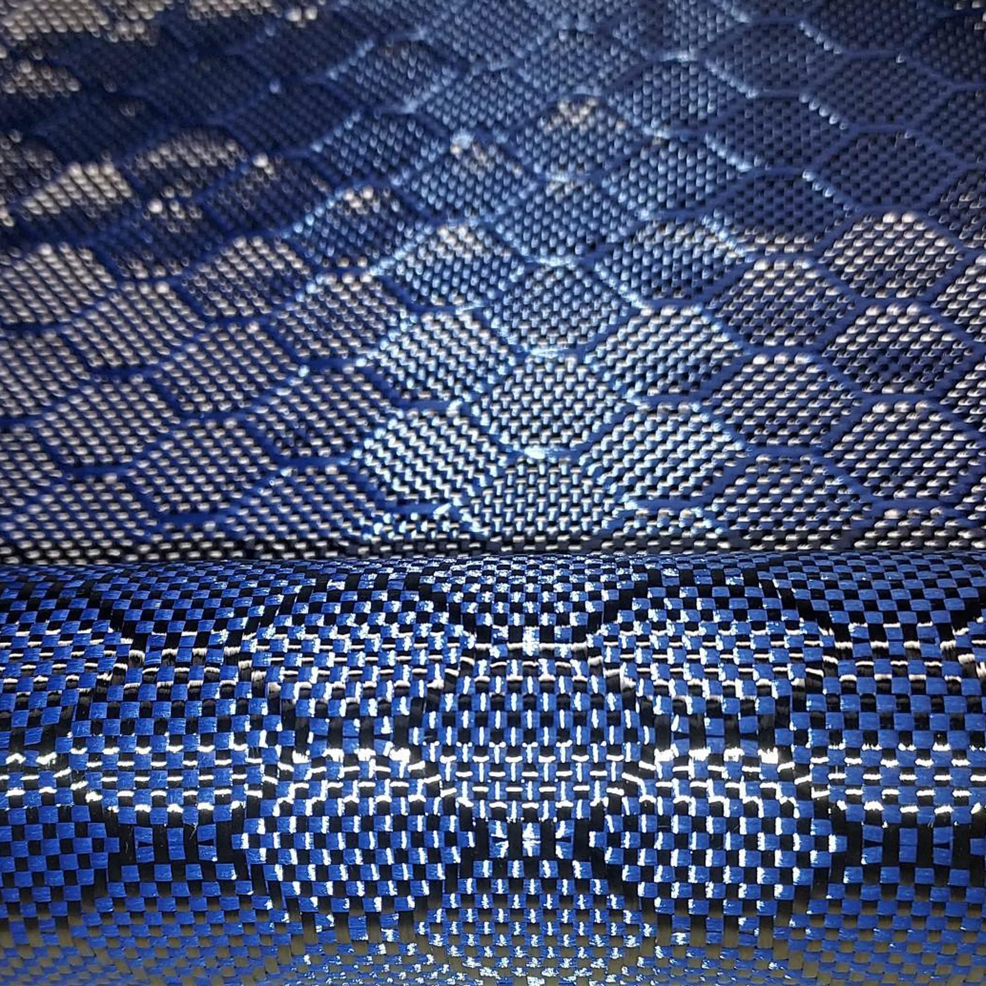 KARBXON - 12 in x 10 ft β Beehive Weave - Carbon Fiber Aramid Fabric - Blue - 3K - 240g/meter - Beehive Weave 12β Wide Hemmed Fabric for Repair, DIY Projects (10, Ft)