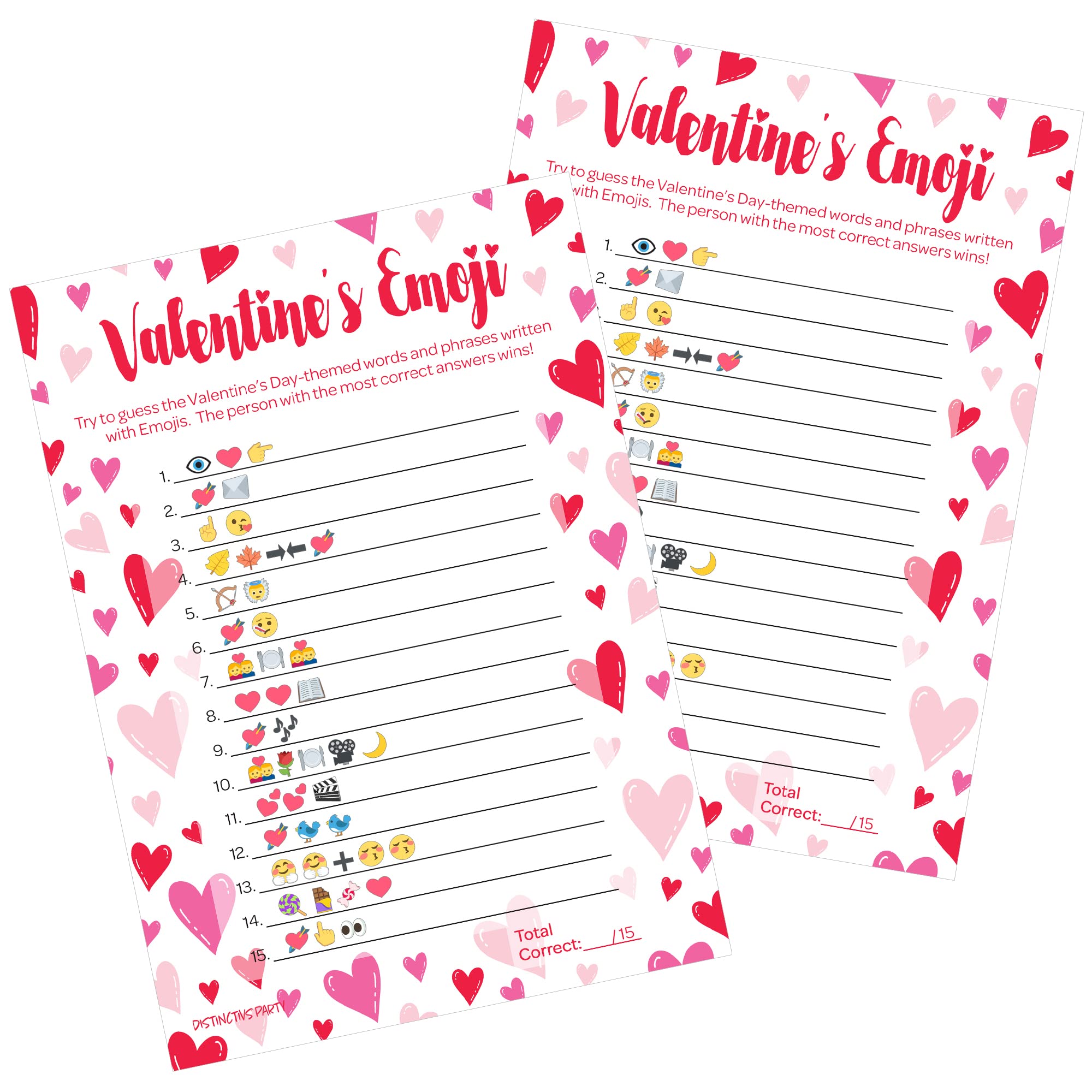 Valentine's Day Emoji Game - Fun Classroom Party Activity for Kids & Adults - 25 Player Cards, Valentine Guessing Game for Families, Couples, & Friends