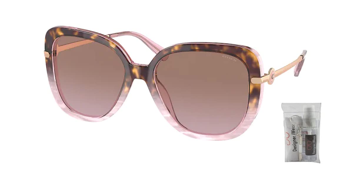 Coach HC8320 56505M 55MM Rose Tortoise Gardient/Brown Pink Gradient Square Sunglasses for Women + BUNDLE With Designer iWear Eyewear Kit