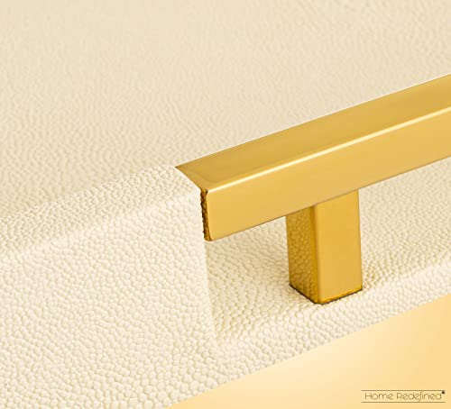 Modern Elegant 18"x12" Rectangle Cream Glossy Shagreen Decorative Ottoman Coffee Table Perfume Living Room Kitchen Serving Tray with Gold Polished Metal Handles by Home Redefined for All Occasion's