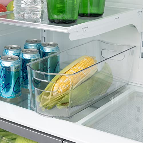 Smart Design Stackable Refrigerator Organizer Bins for Fridge Storage β Clear, 6 x 16 in., Set of 8 β Fridge Organization and Storage Bins with Handles for Easy Living β BPA-Free Plastic
