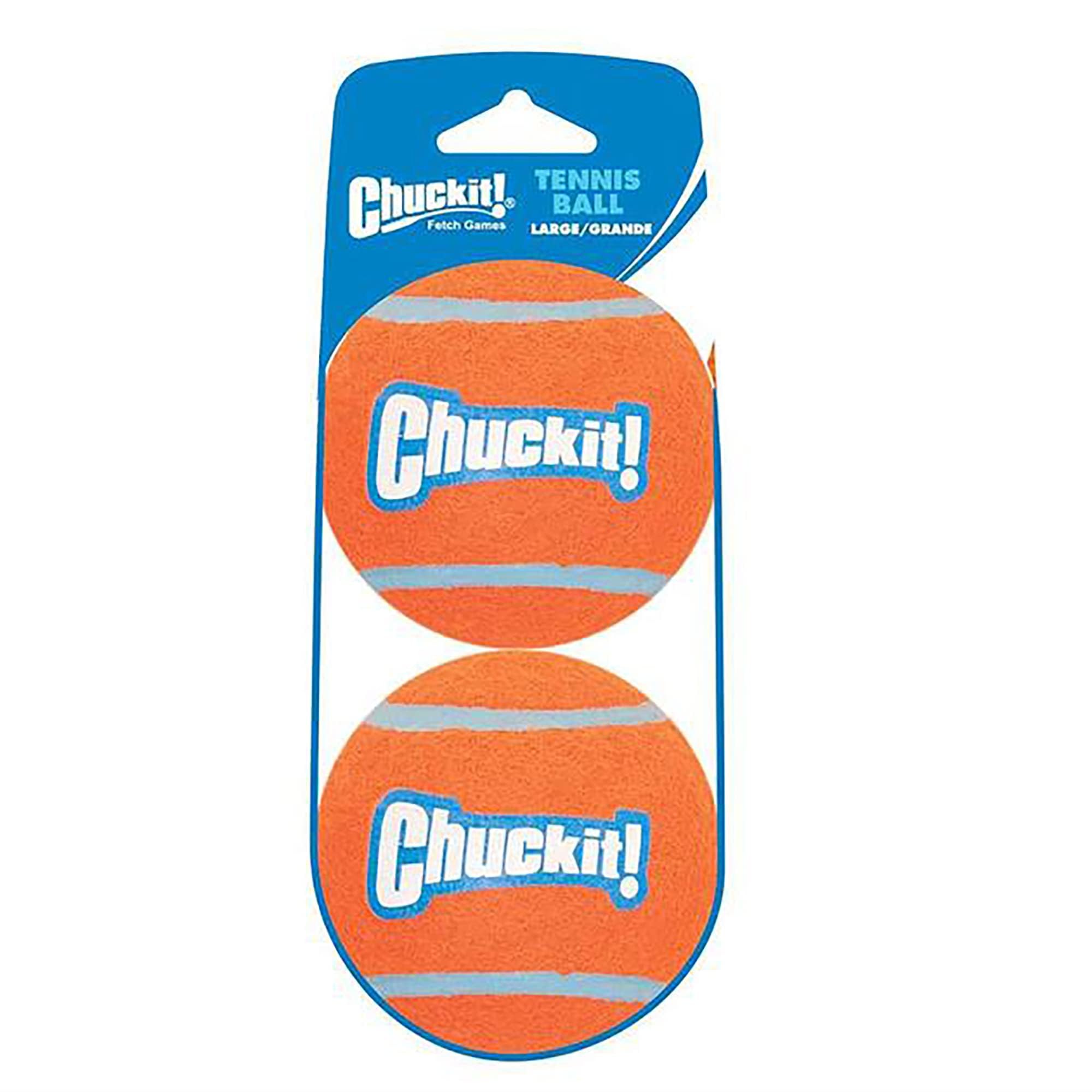 Chuckit Dog Tennis Ball Dog Toy, Large (3 Inch Diameter) for dogs 60-100 lbs, Pack of 2