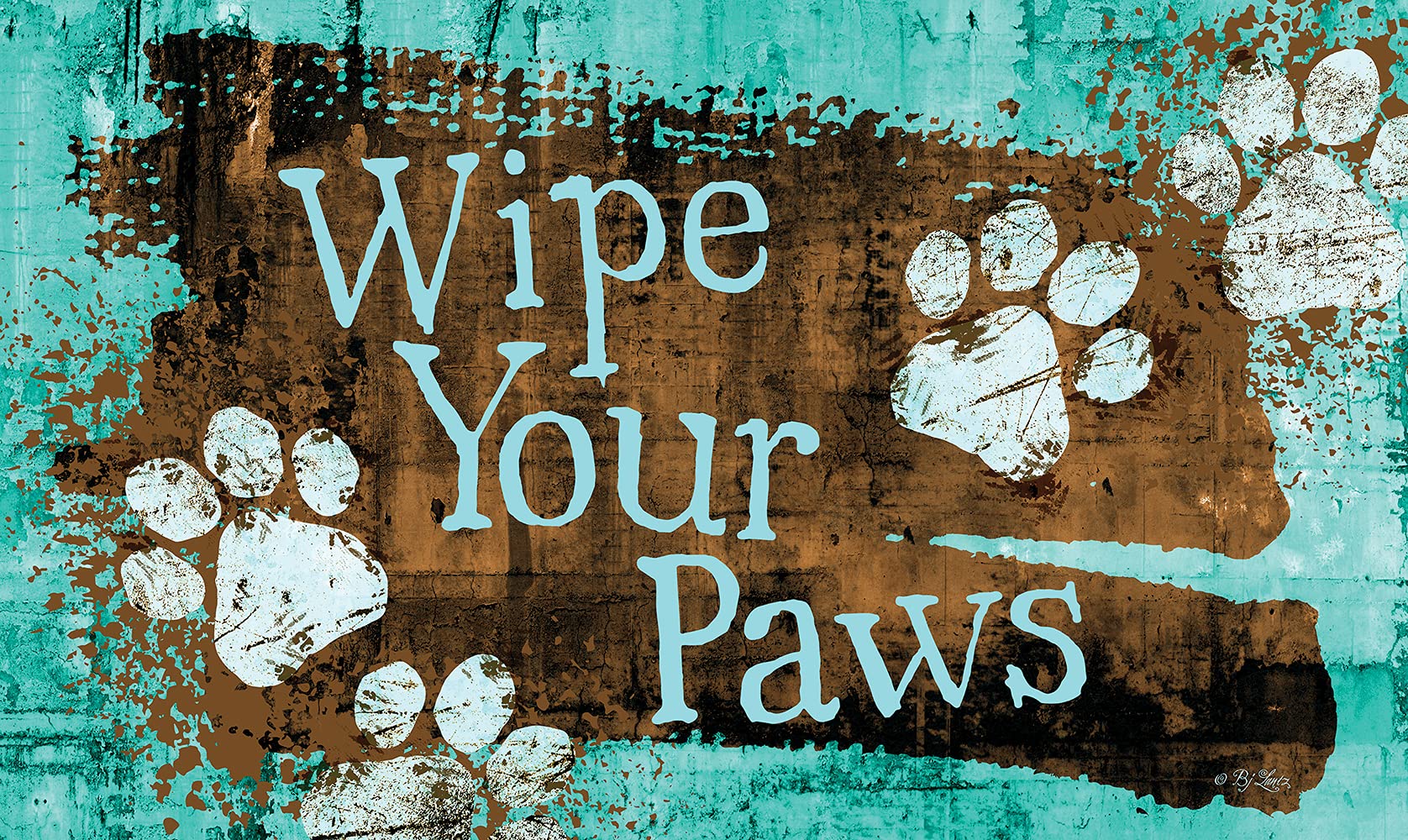 Toland Home Garden 800455 Turquoise Paws Funny Door Mat 18x30 Inch Dog Outdoor Doormat for Entryway Indoor Entrance