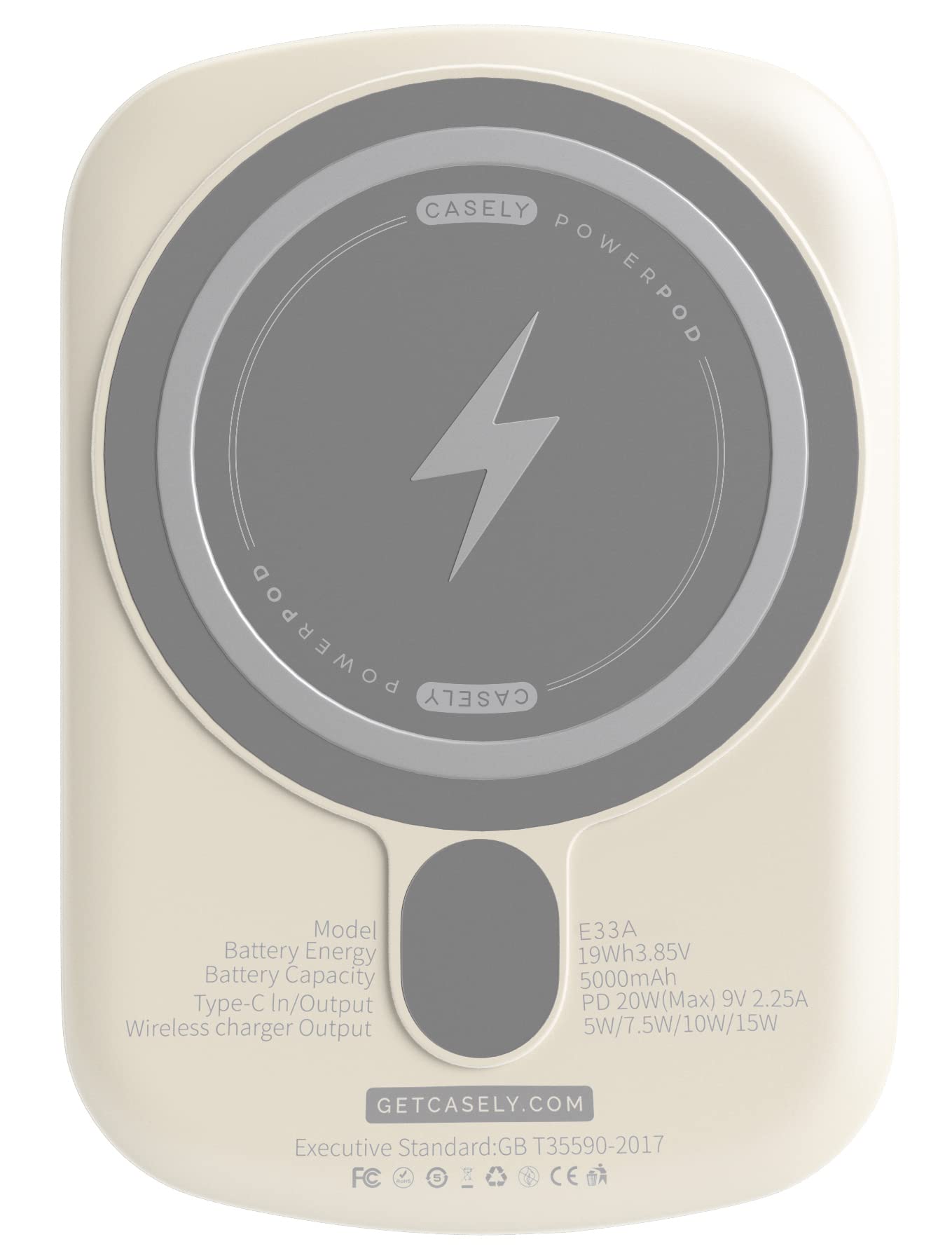 Casely Power Pod | MagSafe Compatible Battery Pack | Off-White Nude Power Pod (5,000 mAh)