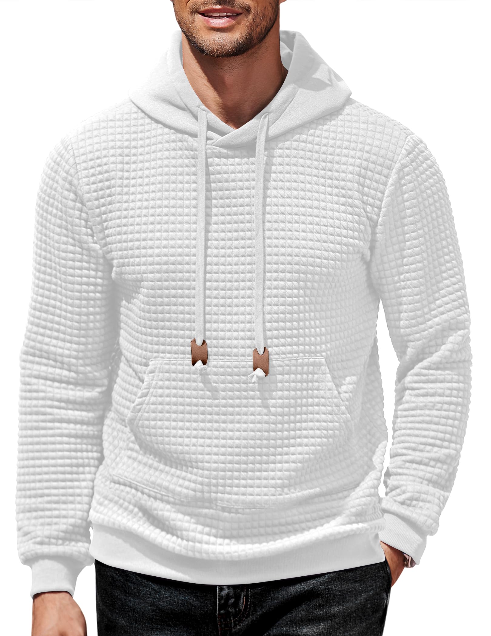 COOFANDY Men's Novelty Pullover Hoodie Long Sleeve Casual Sweatshirt with Pocket White XX-Large
