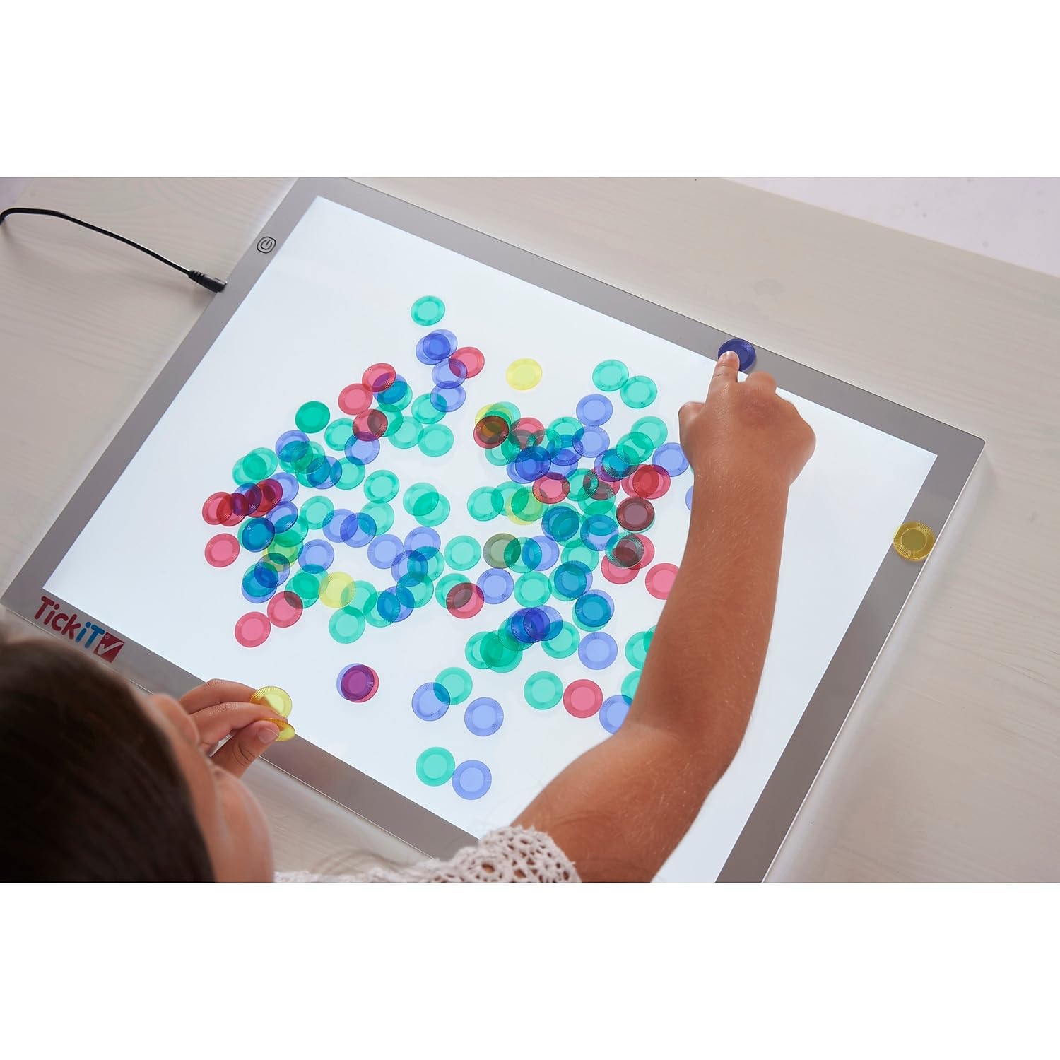 TickiT Ultra Bright LED Light Panel - In Home Learning Supplies for Sensory Play - Adjustable Brightness - Color and Shape Exploration on a Light Box