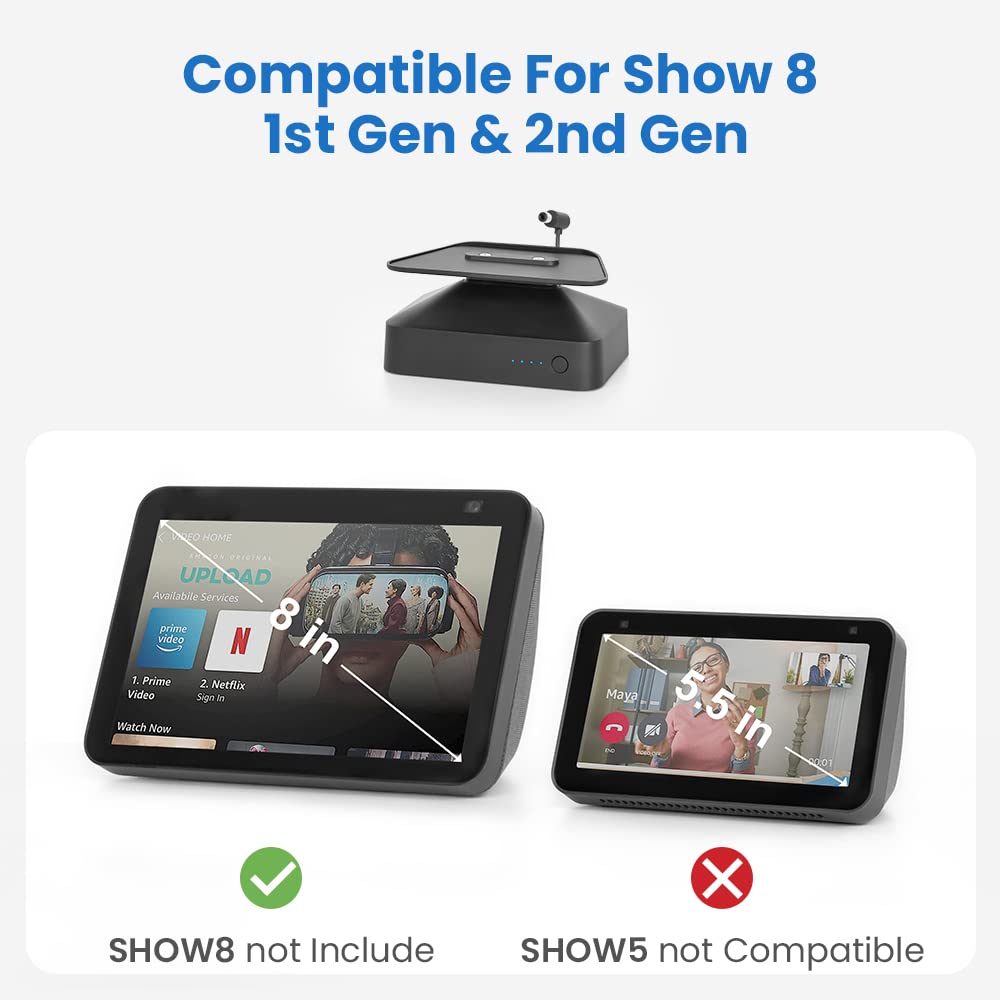 GGMM ES8 Battery Base for Show 8(1st & 2nd Gen), Battery Stand to Make Smart Speaker Portable, Adjustable Battery Dock, Magnetic Attachment, Black(Speaker Sold Separately)
