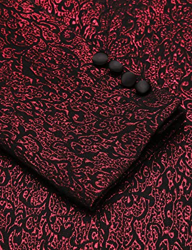 COOFANDY Mens Floral Tuxedo Jacket Embroidered Blazer Shawl Lapel Dress Suit Slim Fit for Christmas Prom Wedding Homecoming Party