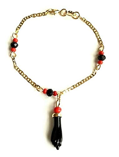COLIBROX Baby Azabache Bracelet 14K Gold Filled 5.5”- Pulsera Mano De Azabache Bebe - Charm Crazy